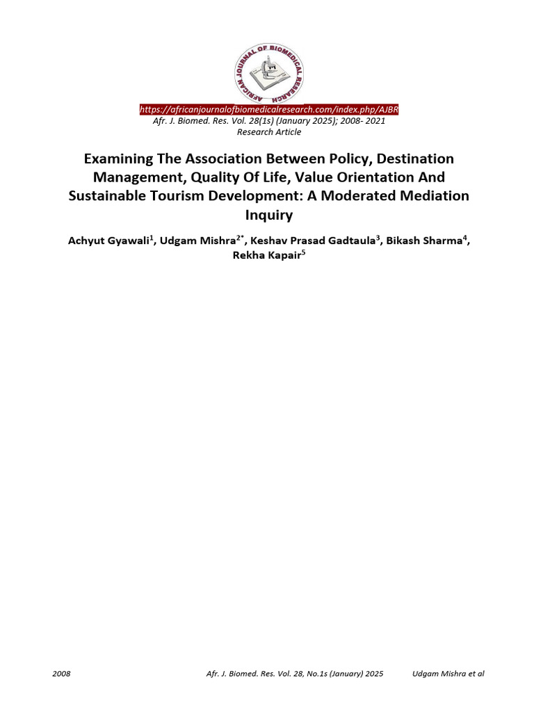 Examining The Association Between Policy, Destination Management ...