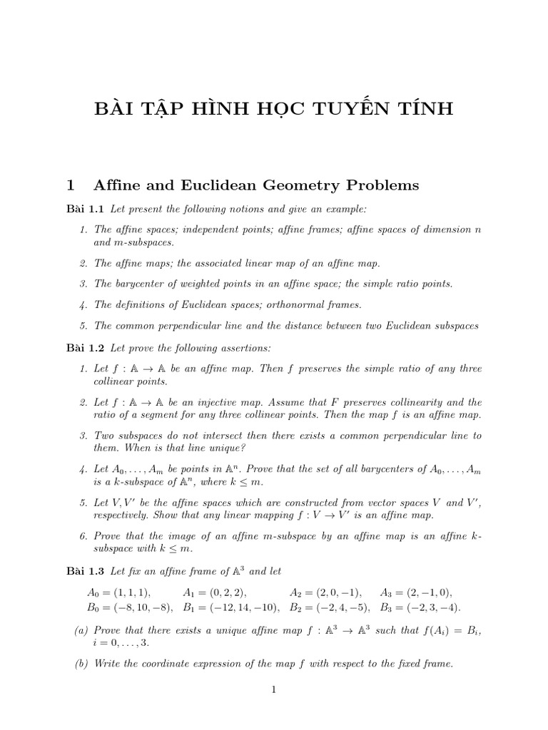 Affine Geometry Problems | PDF | Line (Geometry) | Euclidean Space