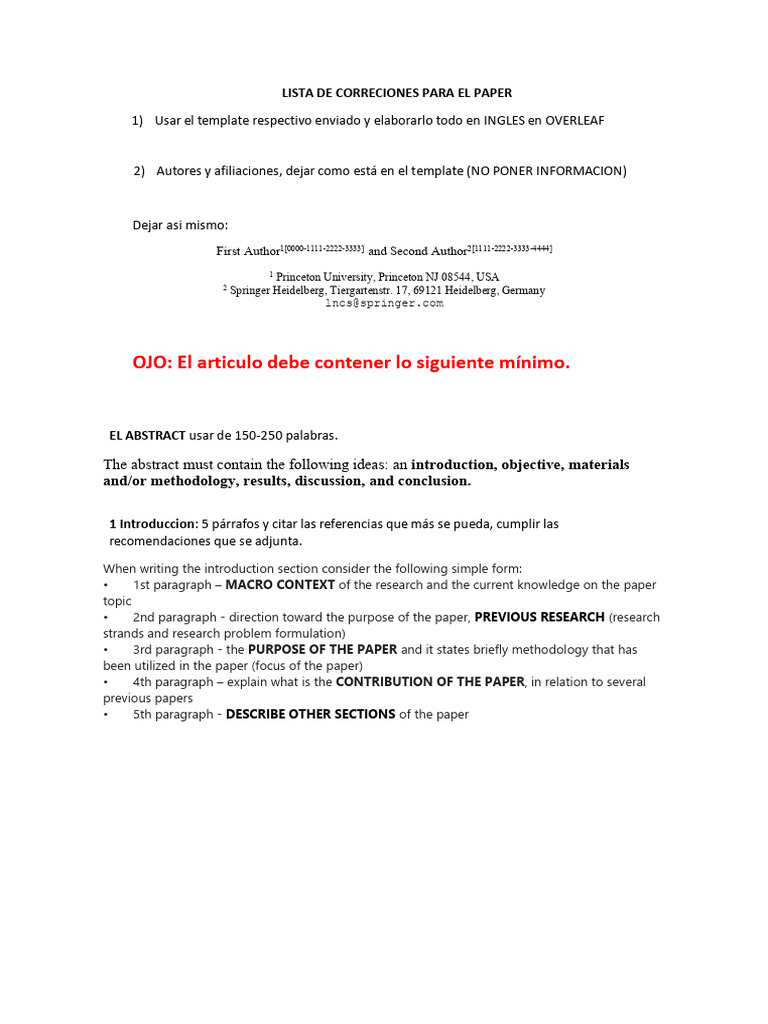 Correcciones para Paper en Overleaf | PDF | Publicación