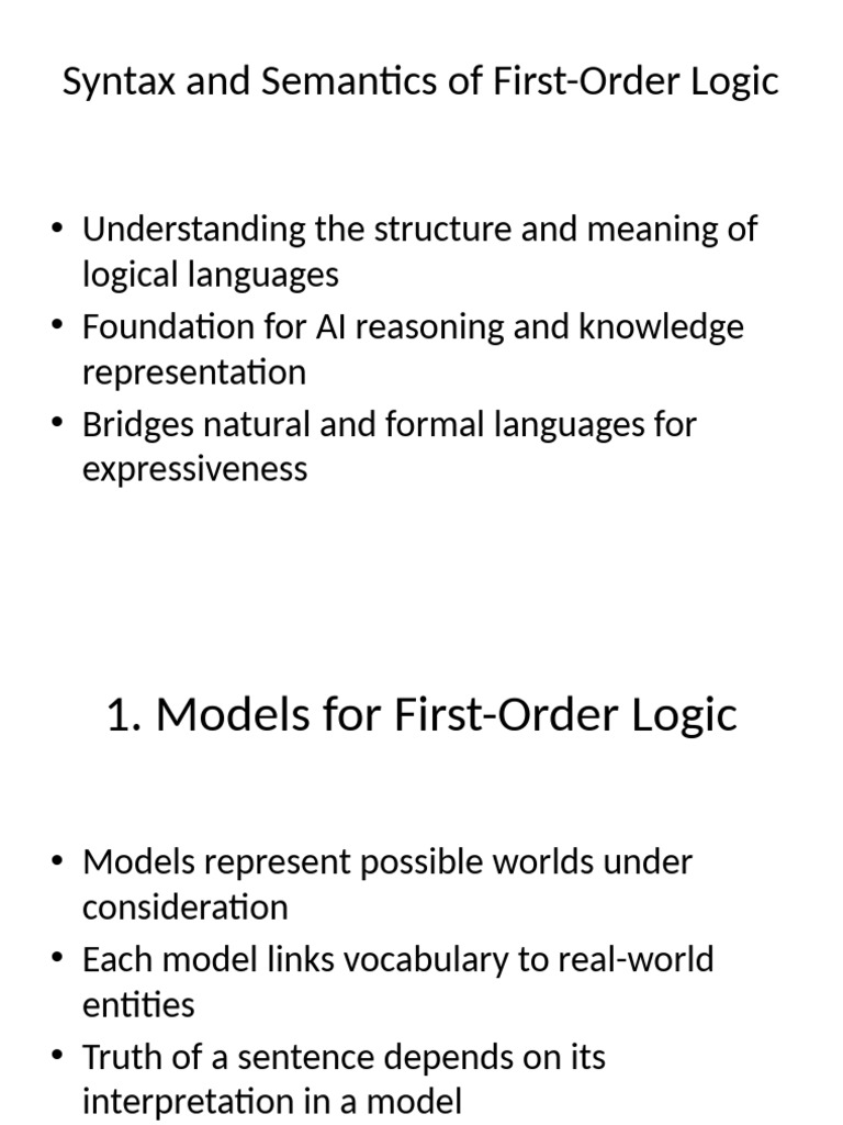 Syntax and Semantics of First Order Logic | PDF | First Order Logic | Interpretation (Logic)