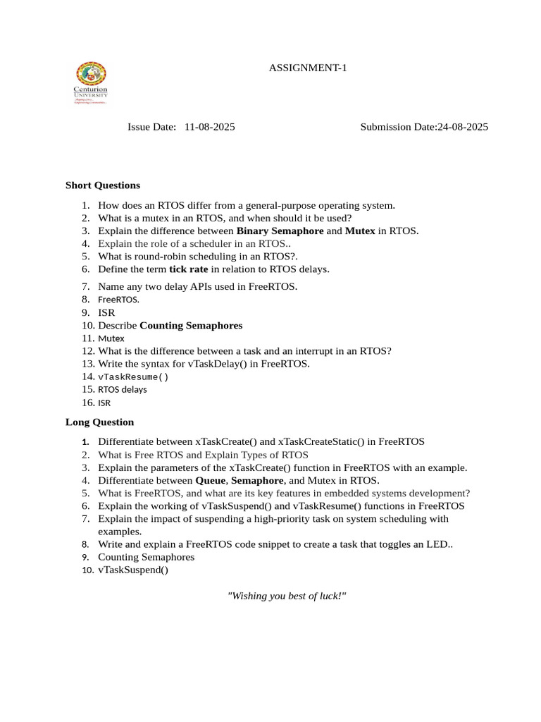Rtos Assignment1 | PDF