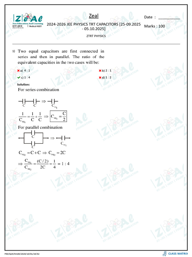 2024-2026 JEE PHYSICS TRT CAPACITORS [25-09.2025 - 05.10.2025] (1 ...