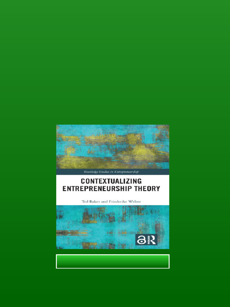 Contextualizing Entrepreneurship Theory 1st Edition Ted Baker online ...