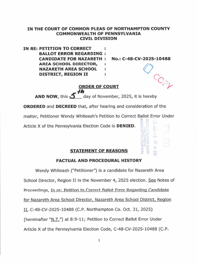 PJ Craig Dally Denies Petition To Correct Ballot Challenge Filed by ...