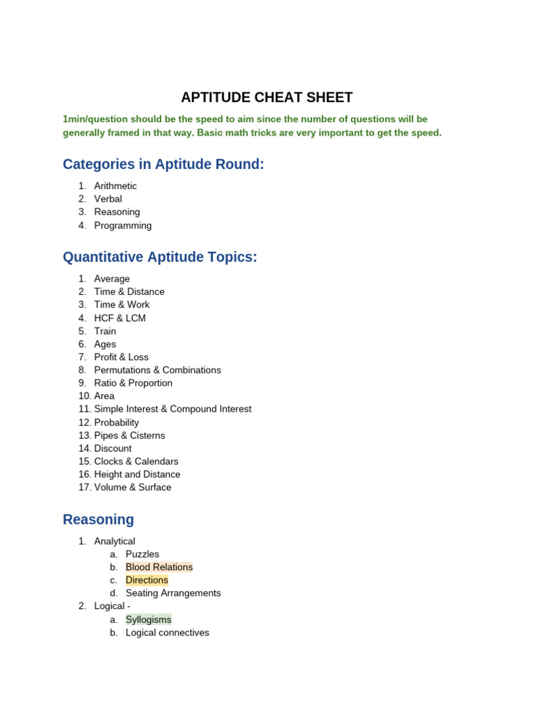 cheat_Sheet-2025-27-09-03-48-5 | PDF | Average | Numbers