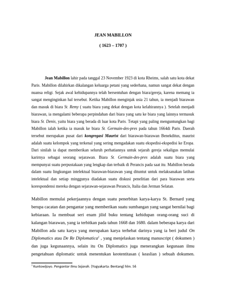 Jean Mabillon: Bapak Diplomatik Sejarah | PDF
