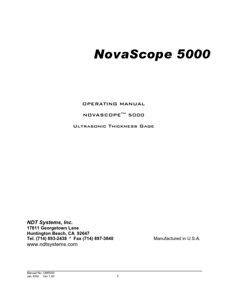 Novascope 5000: Operating Manual | PDF | Ultrasound | Attenuation