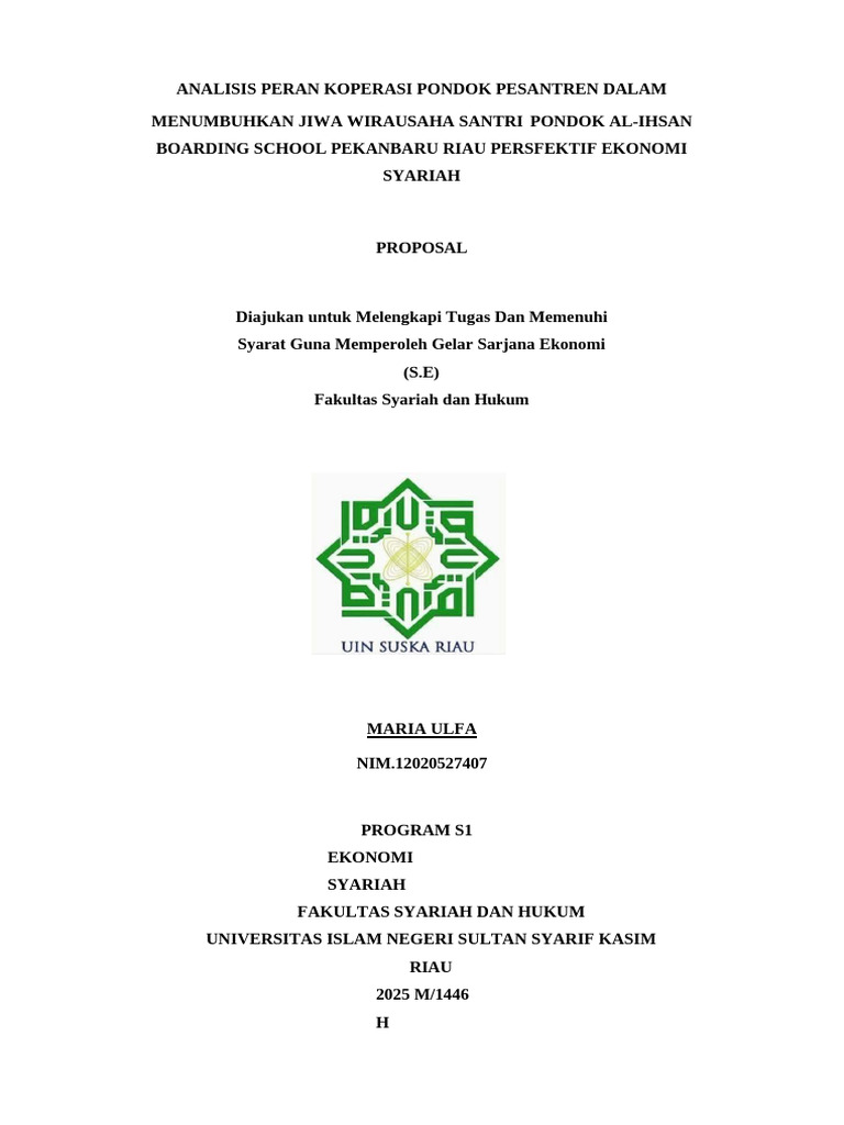 Proposal Maria Ulfa-1 | PDF