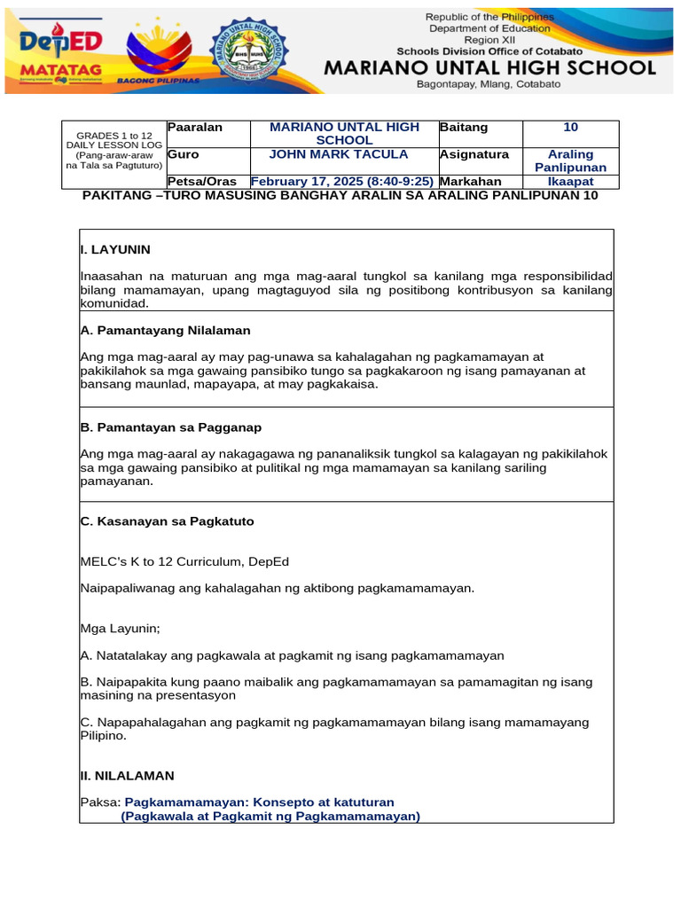 FEB 13 DLP Q4 Modyul 1 Copy 2 | PDF