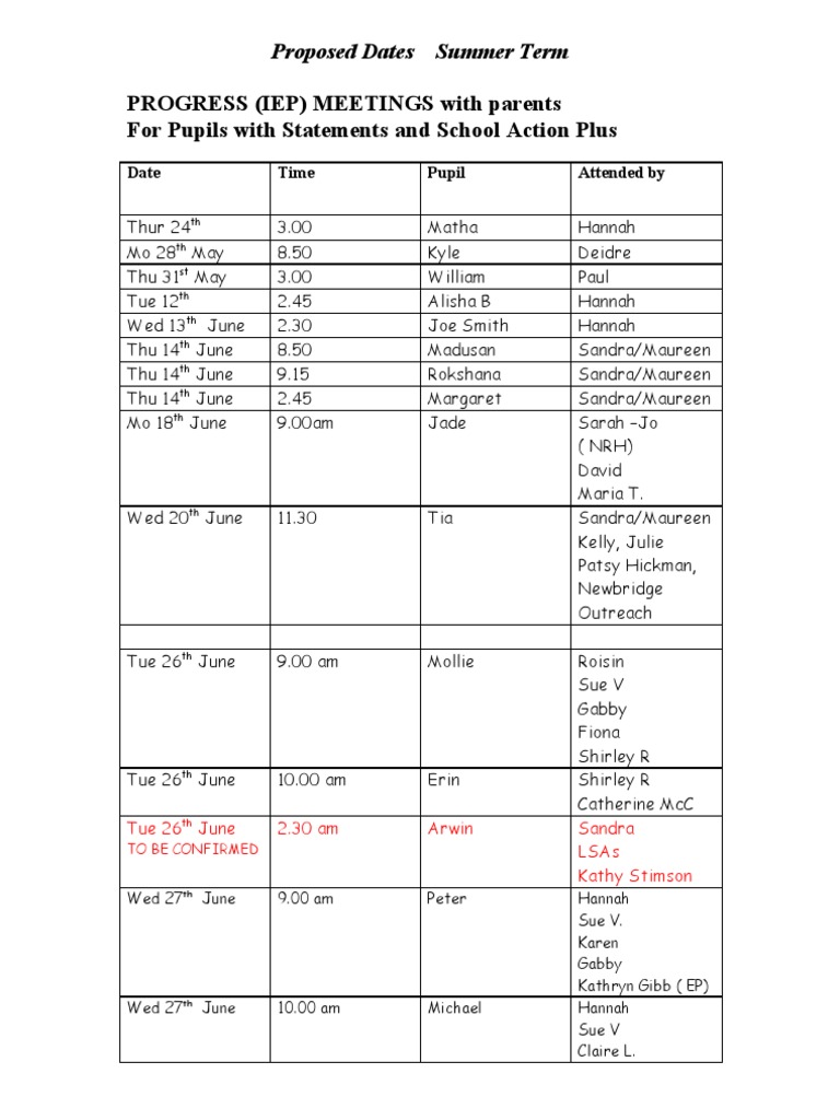 Proposed Dates Summer Term | PDF