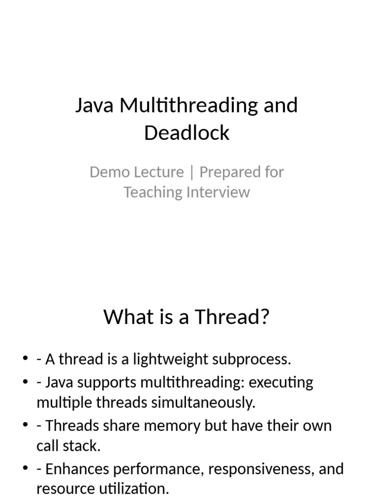 Full Java Multithreading Deadlock Presentation | PDF