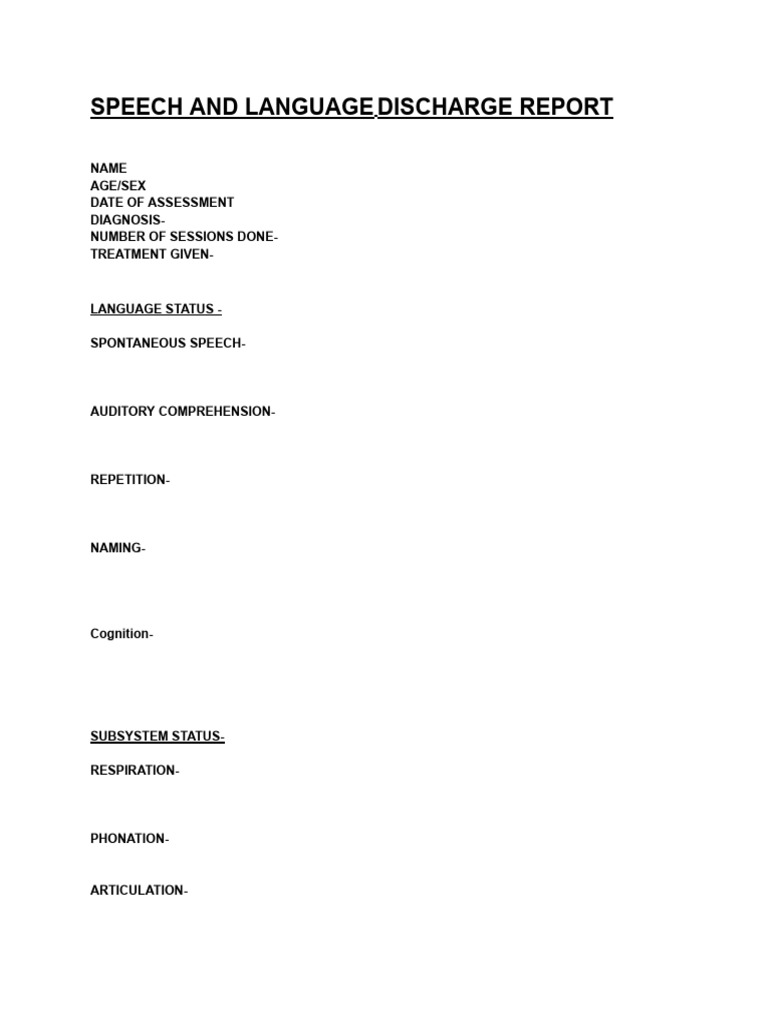 Speech and Language Discharge Summary | PDF