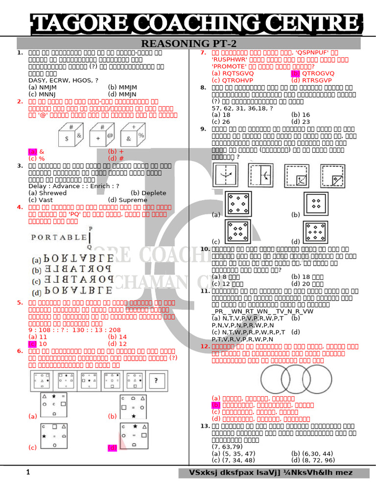 Reasoning Practise Set-2 | PDF