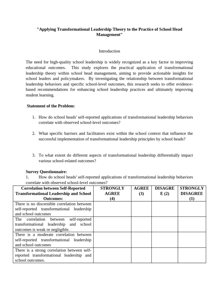 Applying Transformational Leadership Theory To The Practice of School ...