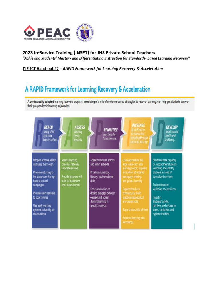 HO2-S1 - 2023 - TLE-ICT - RAPID Framework For Learning Recovery ...