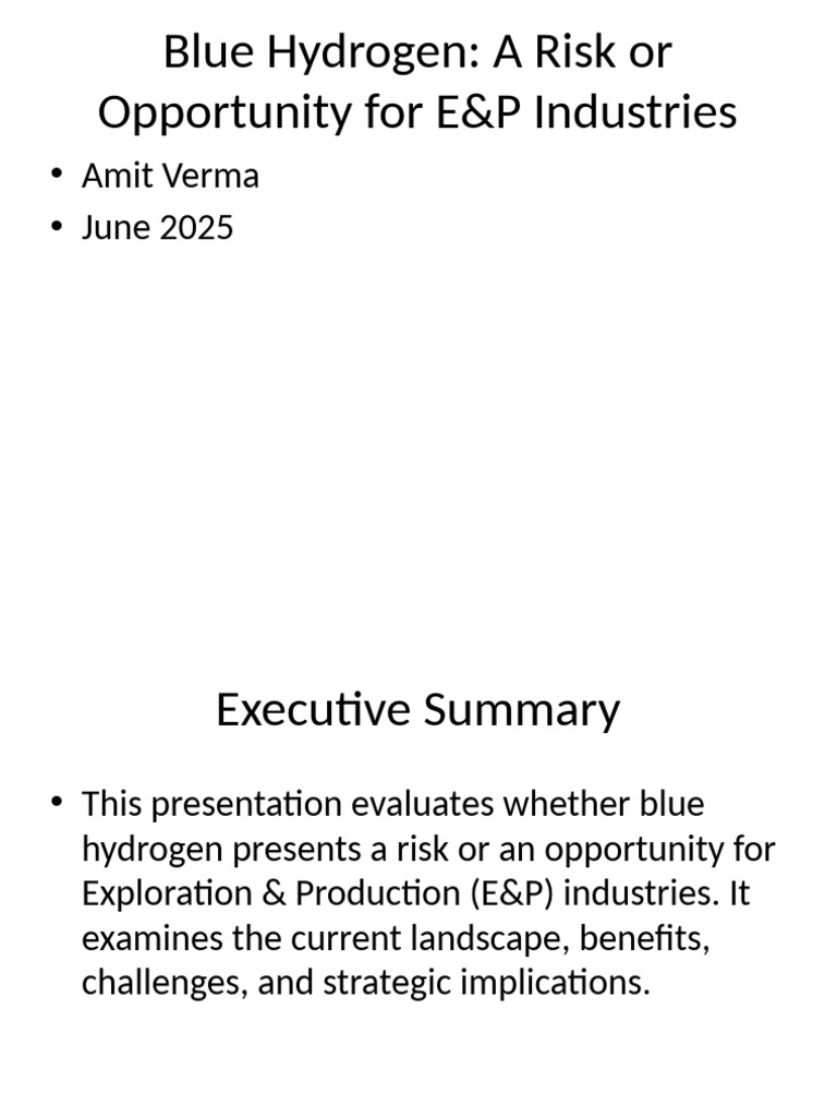 Blue Hydrogen: E&P Industry Insights | PDF