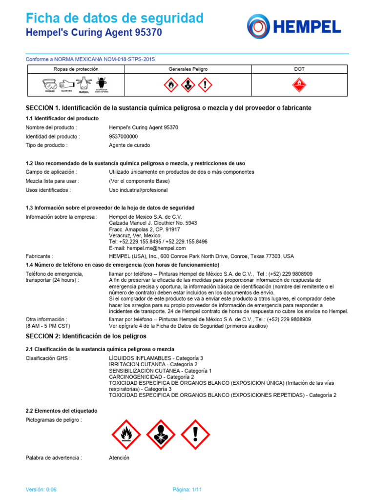 Hempel's Curing Agent 95370 | PDF | Residuos | Reciclaje