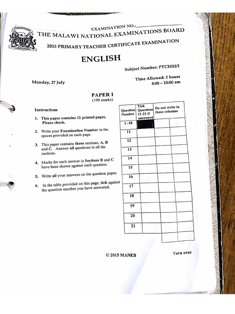 English Maneb Papers | PDF
