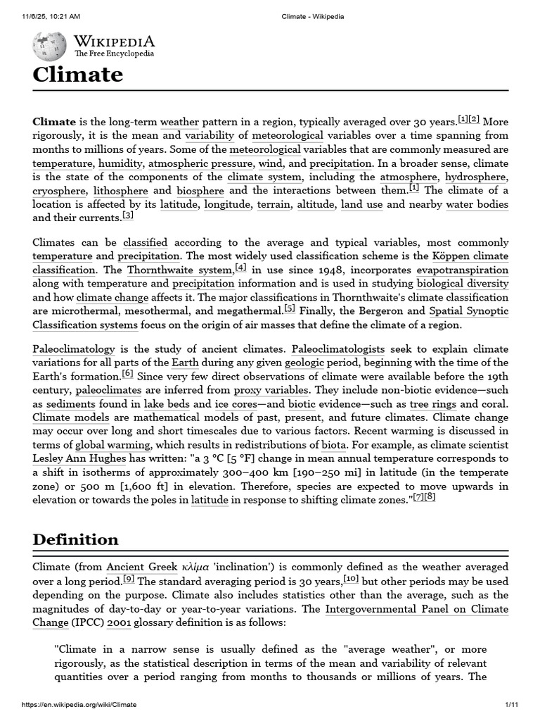 Climate - Wikipedia | PDF | Climate | Climate Model