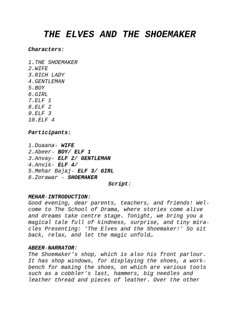 The Elves and the Shoemaker. (5-8 Years) 2 | PDF | Shoe | Clothing