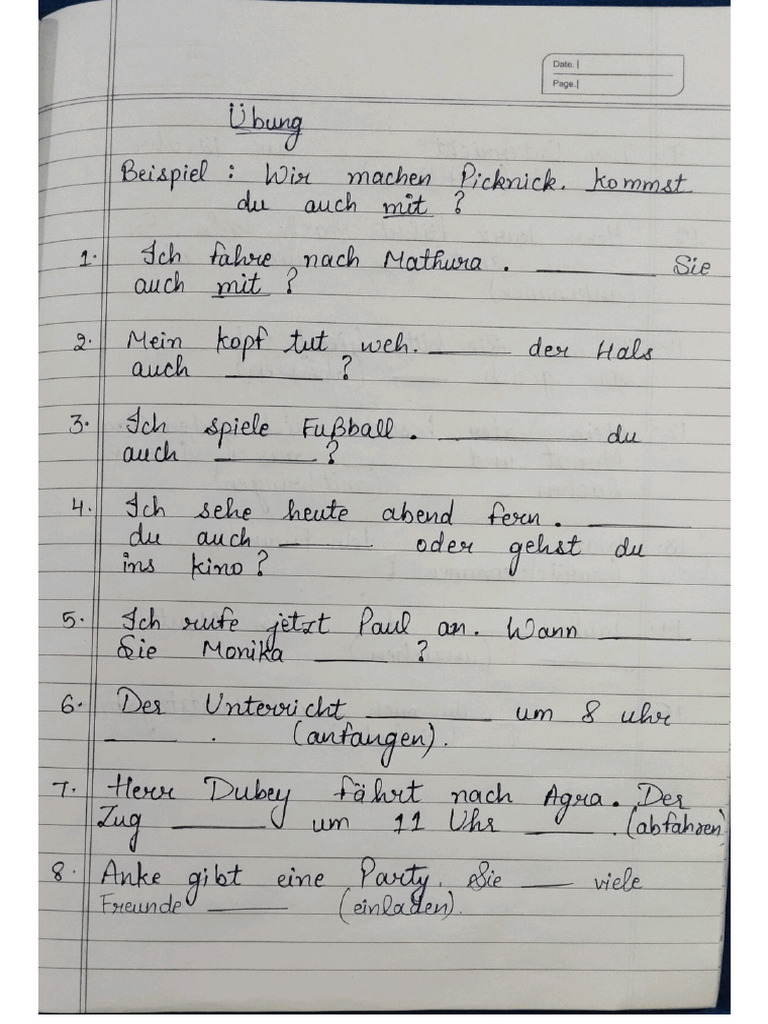 A1 German Exercise-4 | PDF