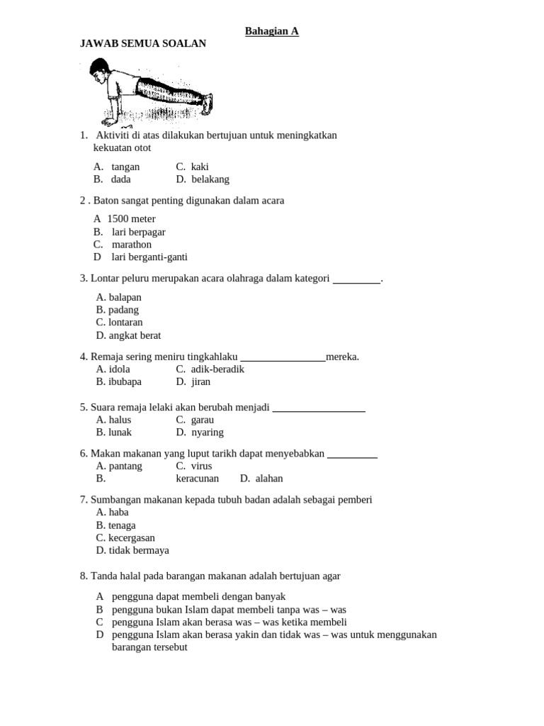 Ujian Akhir Tahun KSSR Tahun 6 PJK Set5 | PDF