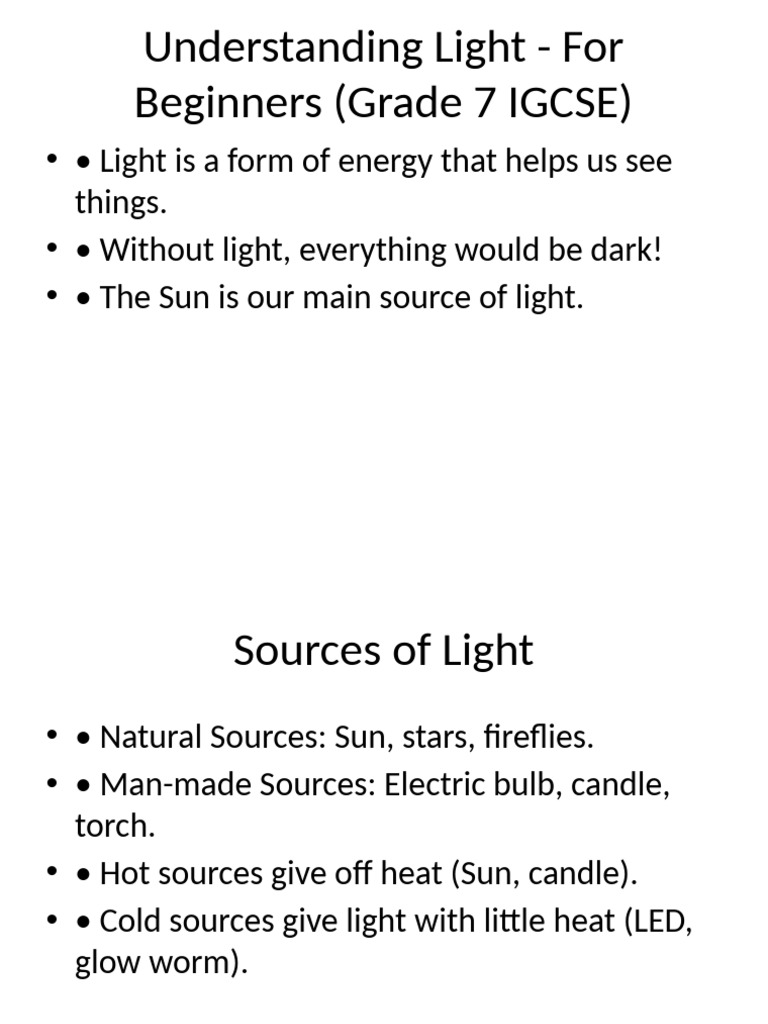 Light Basics for Grade 7 IGCSE Students | PDF | Reflection (Physics ...