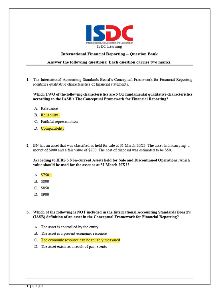 IFR Question Bank | PDF | Fair Value | Deferred Tax