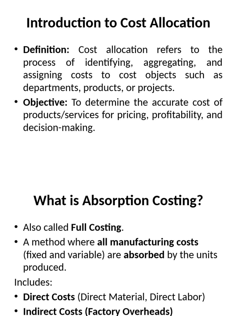 Cost Allocation and Absorption Costing Guide | PDF
