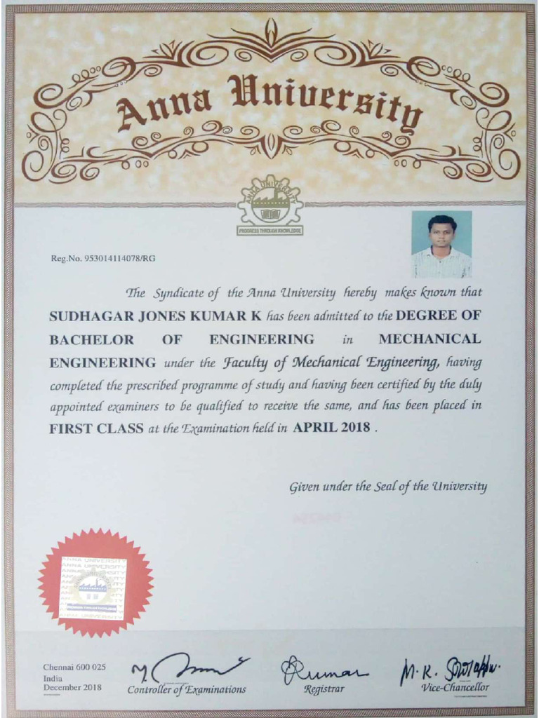 Degree Certificate 1 | PDF