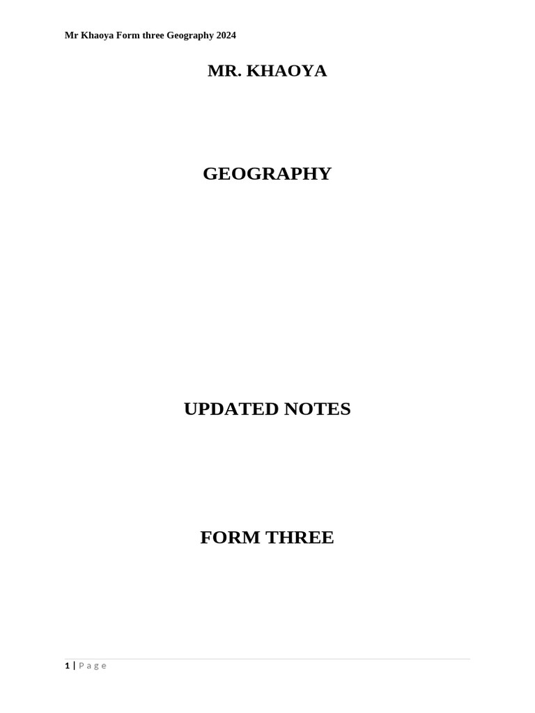 Geog Bk3 - Mr. Khaoya Geography Book 3 Notes | PDF | Map | Valley