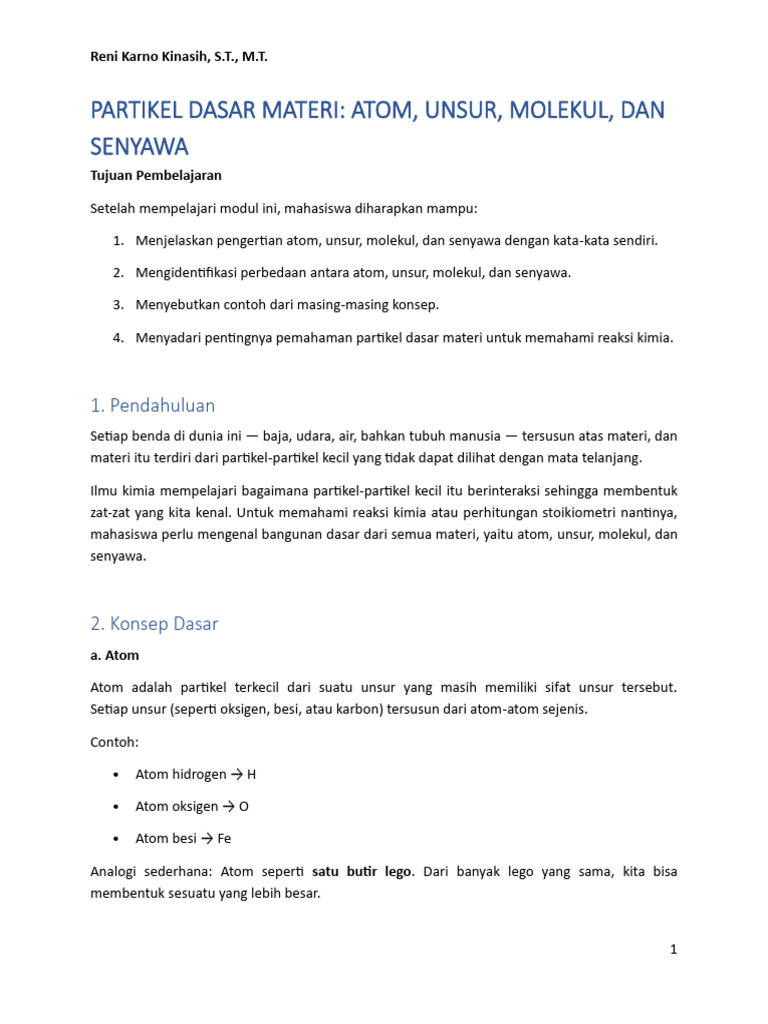 KIMIA-Partikel Dasar Materi - Balancing Equation | PDF