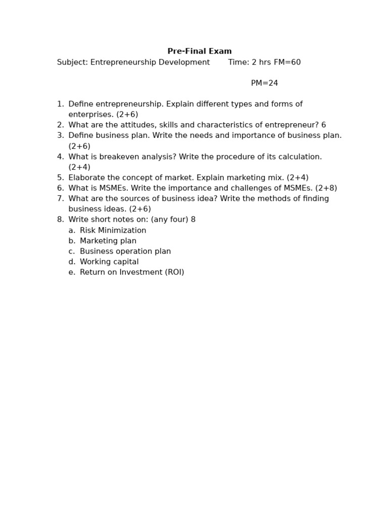 Question Pre Final | PDF