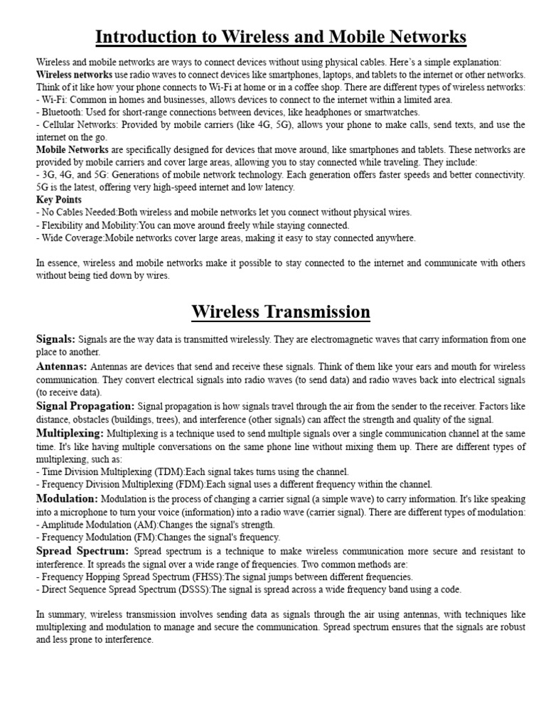 Wireless and Mobile Networks | PDF | Channel Access Method | Computer ...
