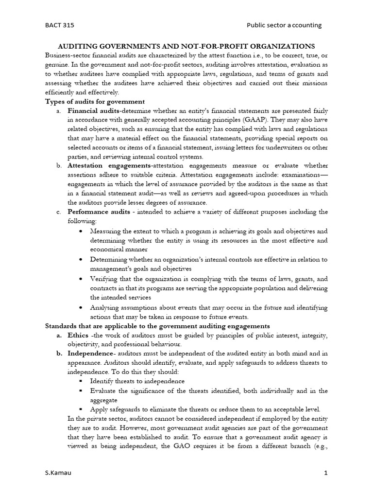Auditing Governments and Not | PDF | Audit | Internal Control
