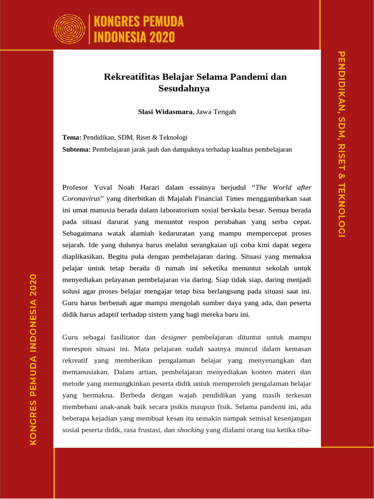 KPI 2020_Artikel Slasi Widasmara_Jawa Tegah | PDF