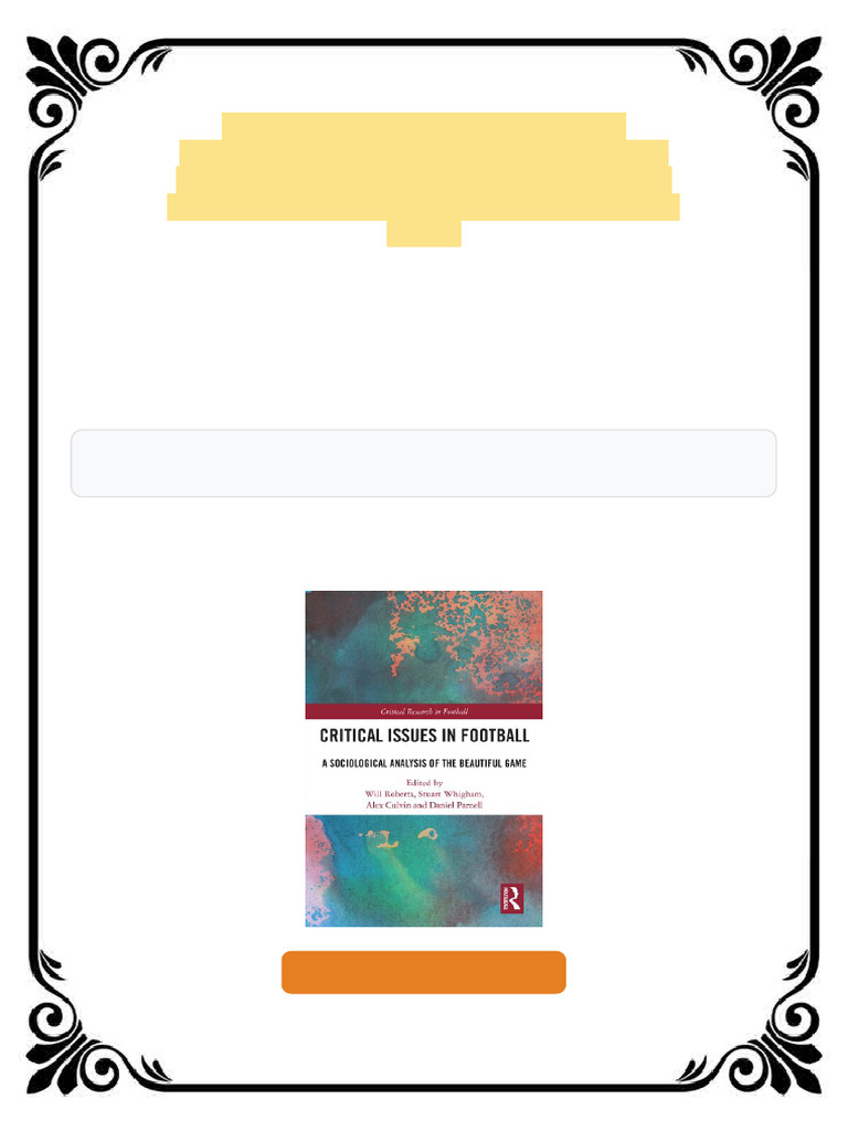 8328Critical Issues in Football A Sociological Analysis of the ...