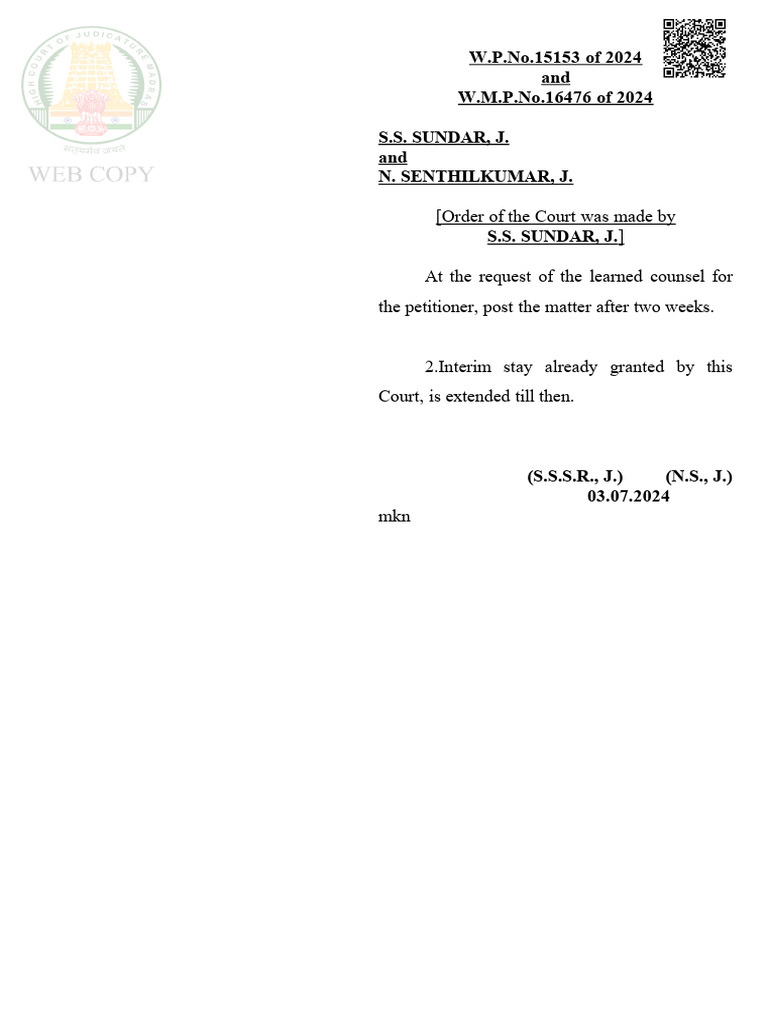 (Order of The Court Was Made By) at The Request of The Learned Counsel ...