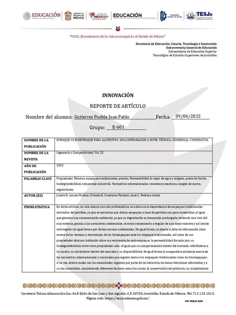 Reporte de Articulo 1 | PDF | Alimentos | México