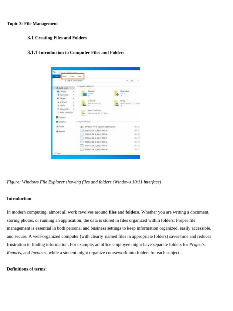 File Management: Creating Files & Folders | PDF | Computer File | Zip ...