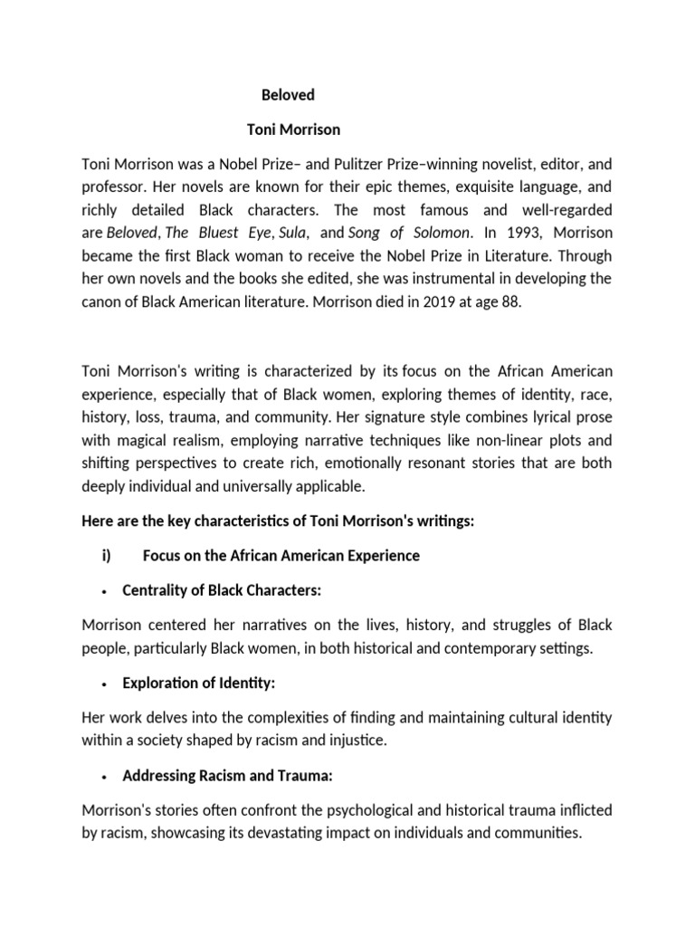 Beloved (Study Materials) - 1 | PDF | Narrative