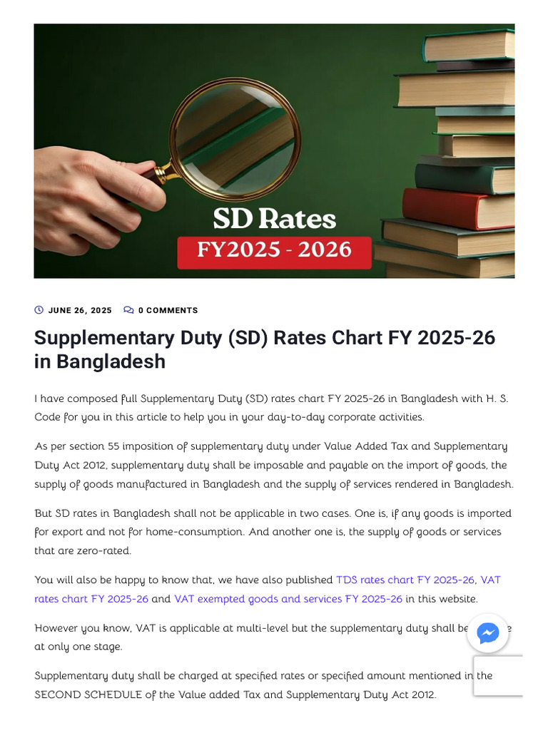 Bangladesh Supplementary Duty Rates FY 2025-26 | PDF | Tuna | Textiles
