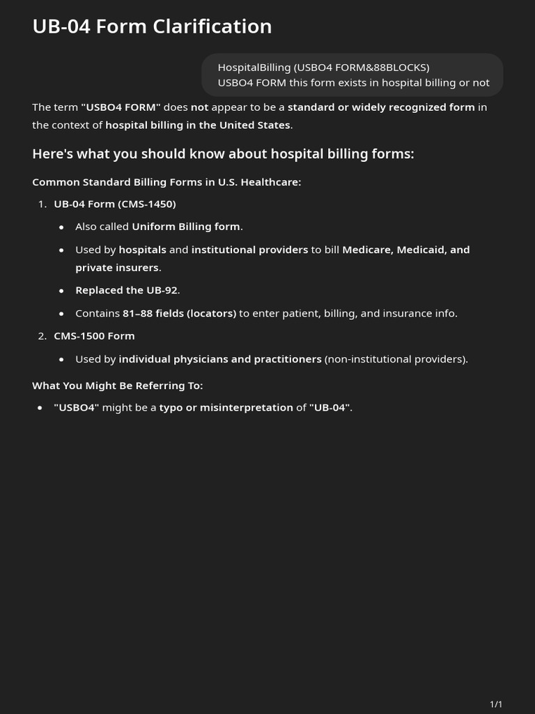 UB-04 Form Clarification | PDF