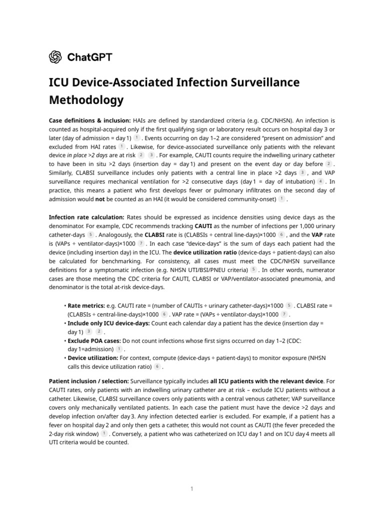 ICU Infection Surveillance Methodology | PDF | Intensive Care Unit ...