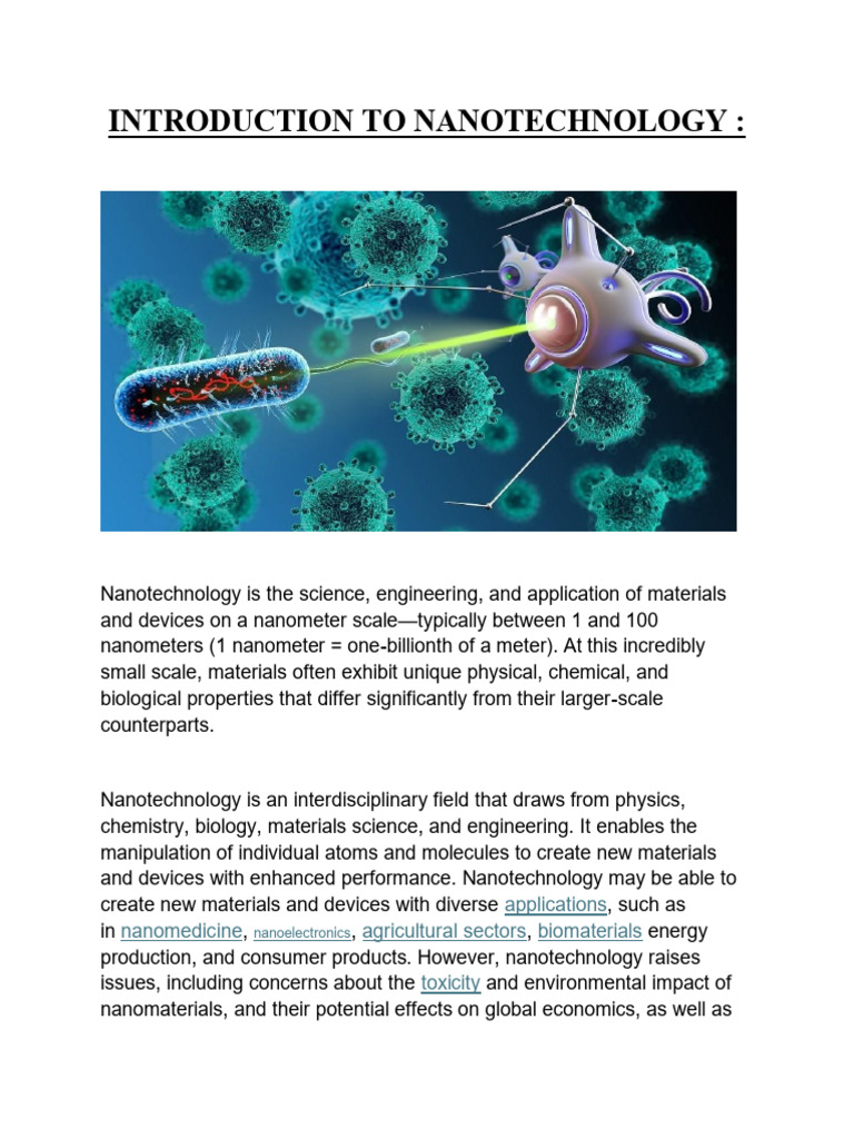 Introduction To Nanotechnology | PDF | Nanotechnology | Nanomaterials
