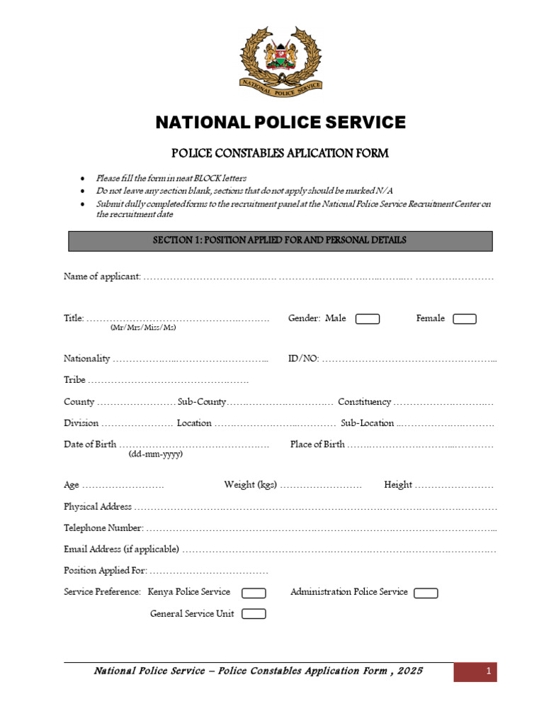 NPS Application Form - 0 | PDF | Justice | Crime & Violence