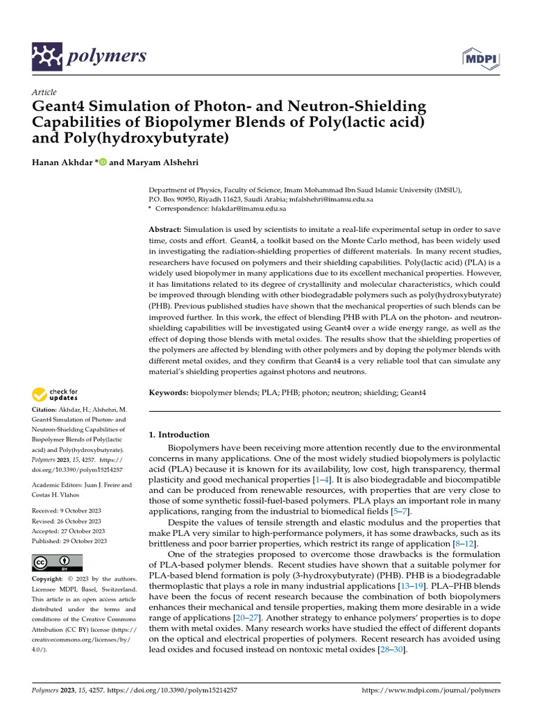 Geant4 Simulation of Photon - and Neutron-Shielding | PDF | Biopolymer ...