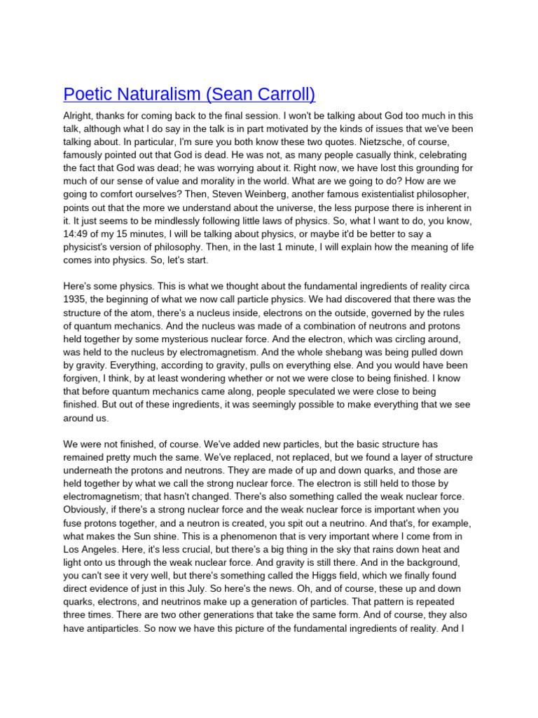 Understanding Poetic Naturalism in Physics | PDF | Physics | Elementary ...