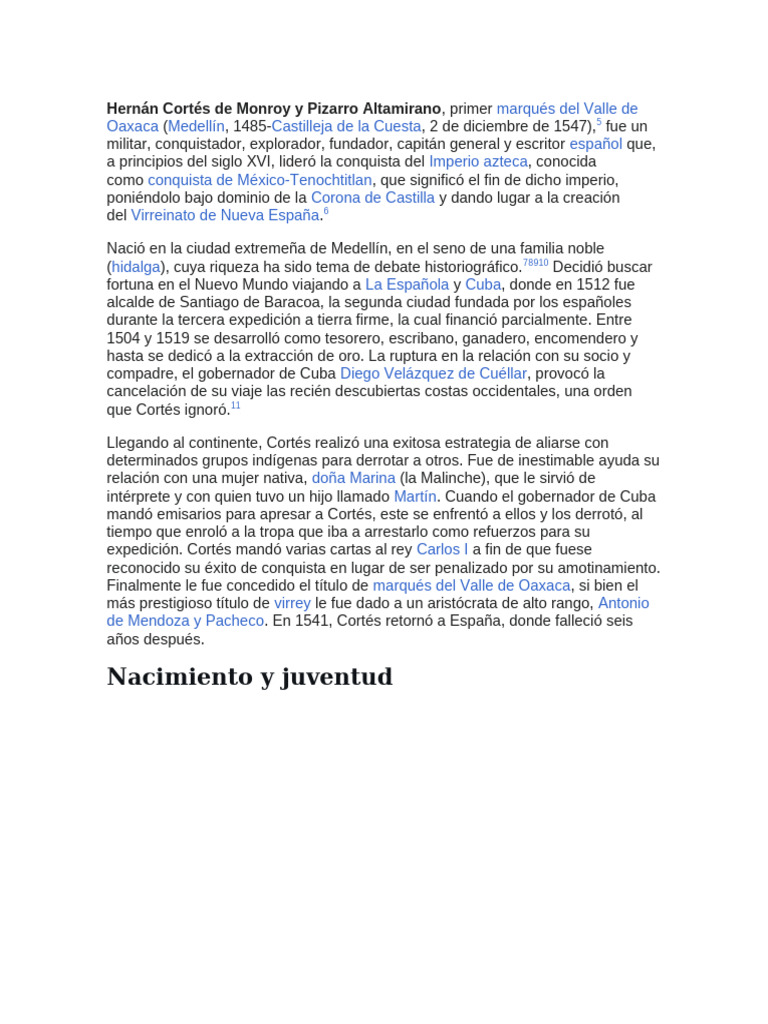 Hernán Cortés de Monroy y Pizarro Altamirano | PDF | Hernán Cortés ...