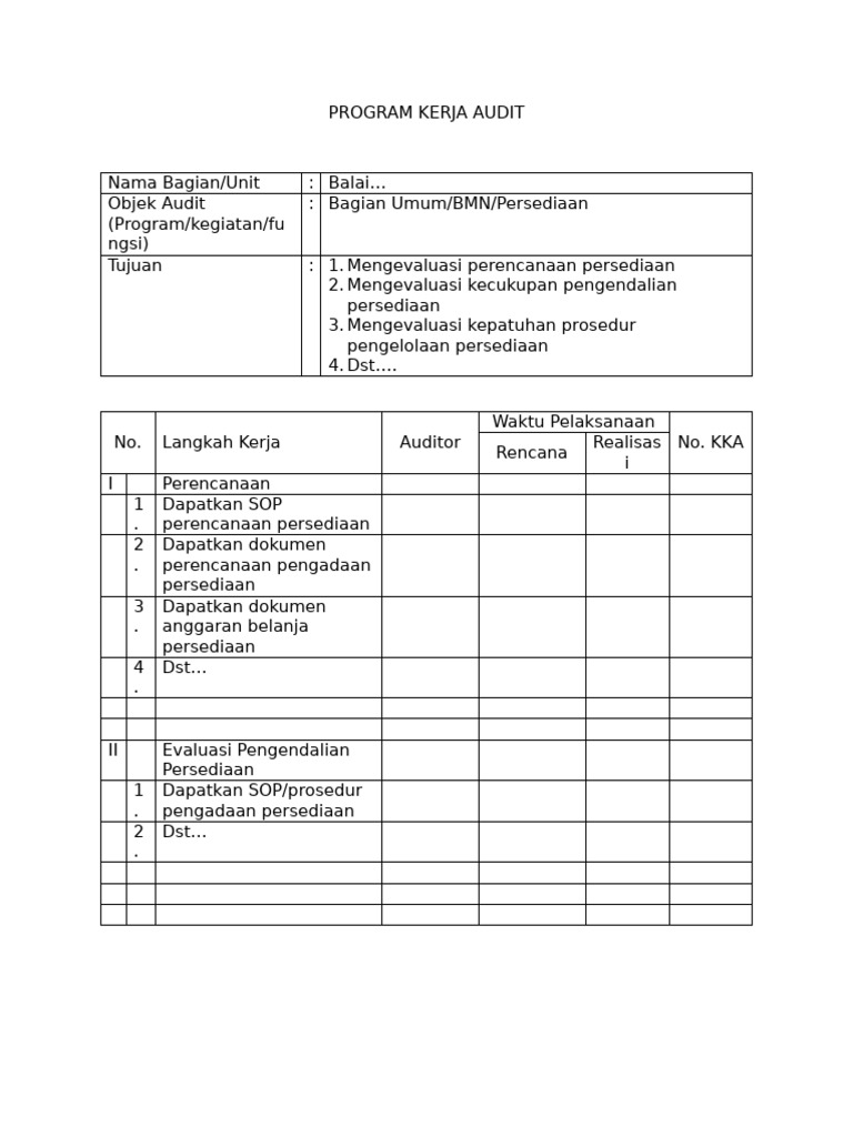 Contoh Program Kerja Audit | PDF